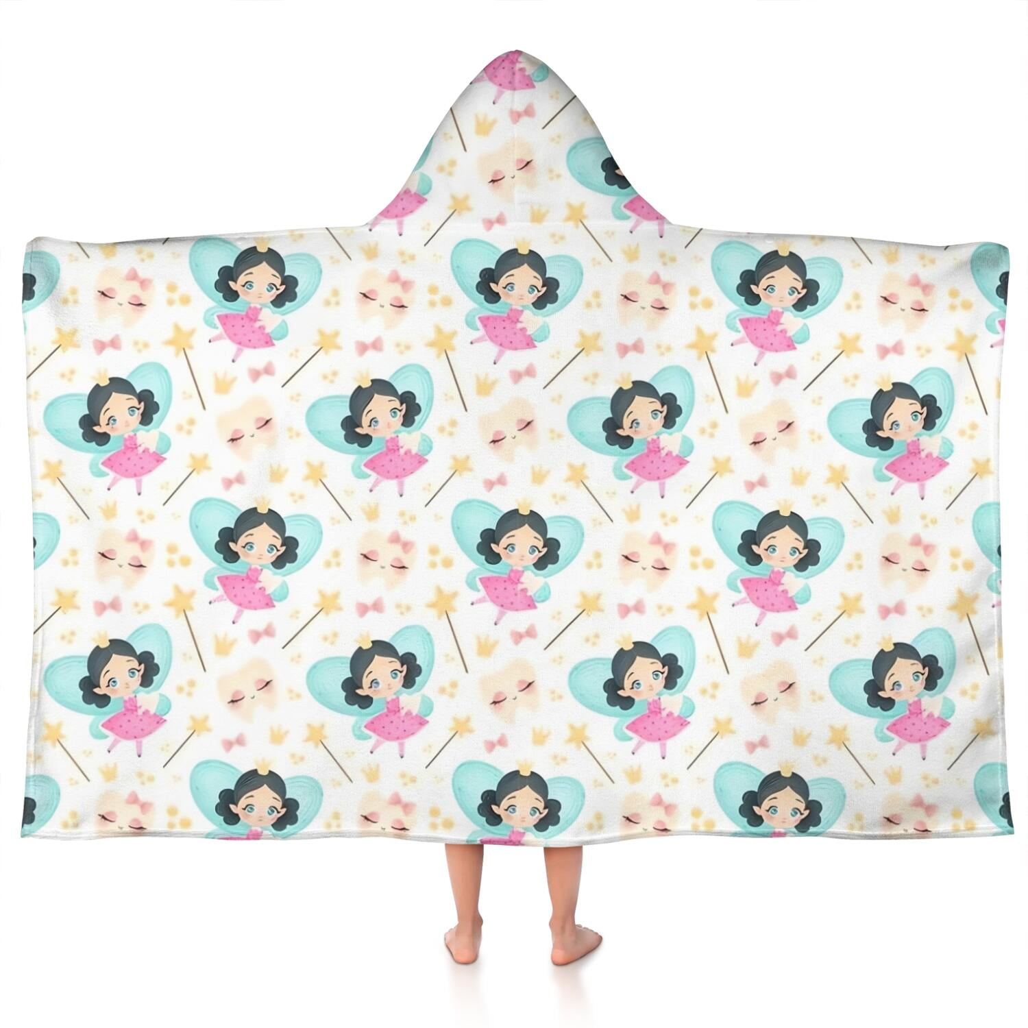 Fairy Tale Princess Pattern Hooded Bath Towel，50"x30" for Ages 3 To 12 ...