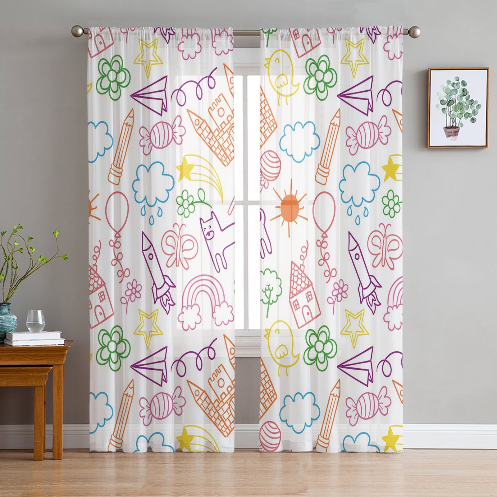 Fairy Tale Princess Pink Castle Radial Tulle Curtain for Bedroom Window ...