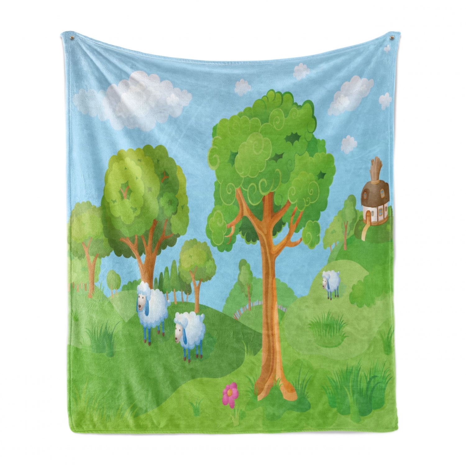 Fairy Tale Soft Flannel Fleece Blanket, Cartoon Style Illustration of a ...