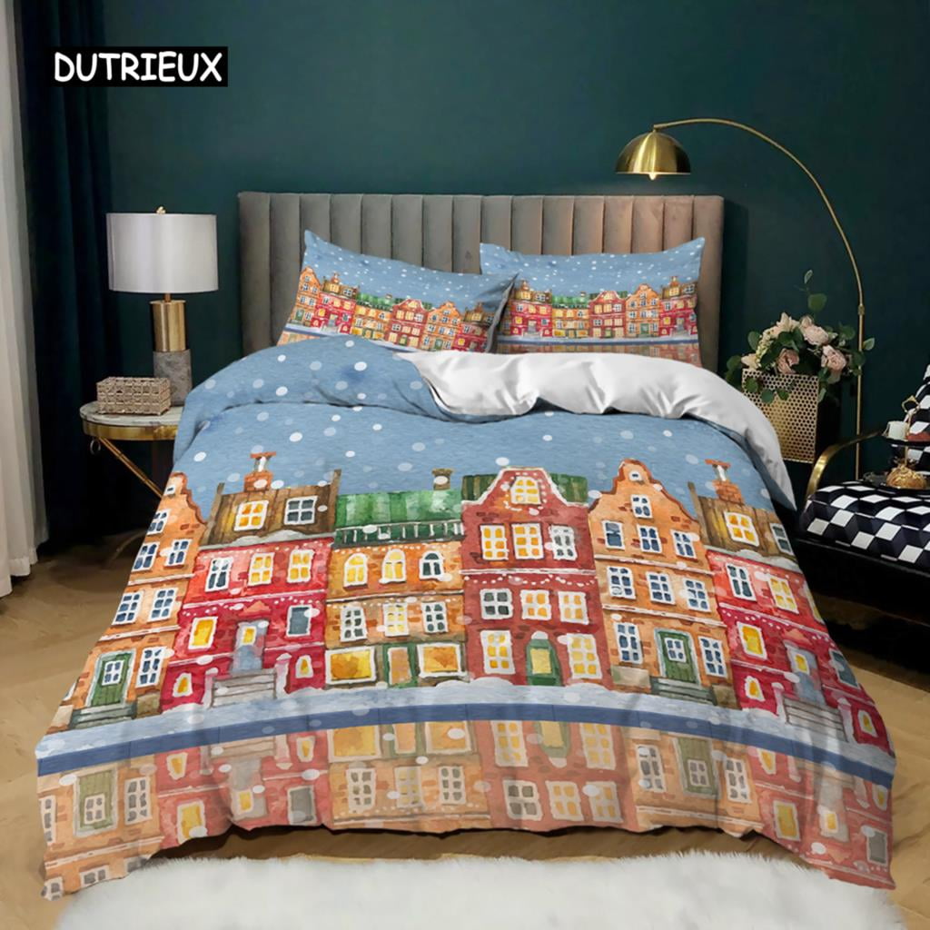 Fairy Tale Town Duvet Cover Beautiful Cartoon Building Fairy Tale Town ...