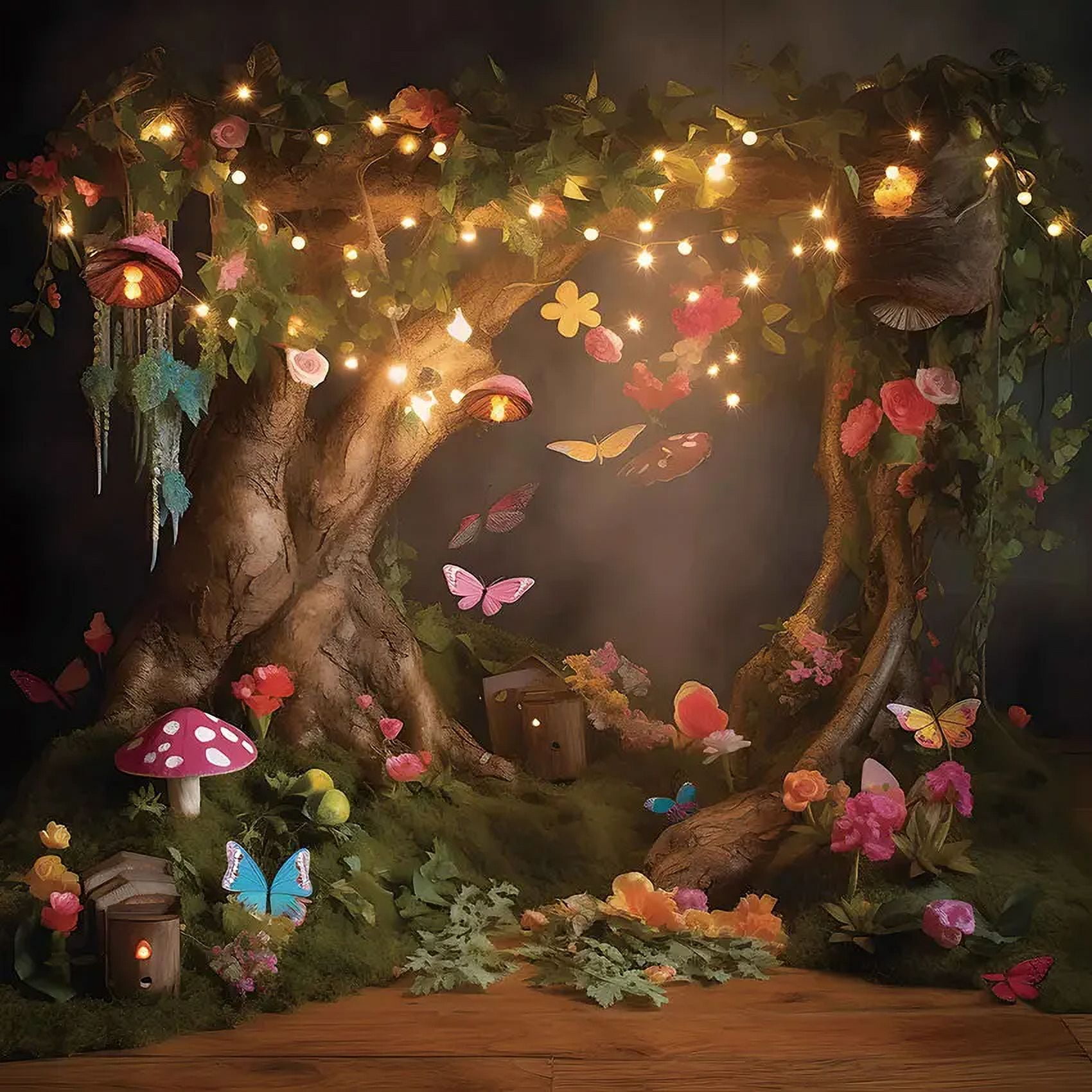Fairy Tale Wonderland Forest Butterfly Kids Birthday Party Portrait r ...