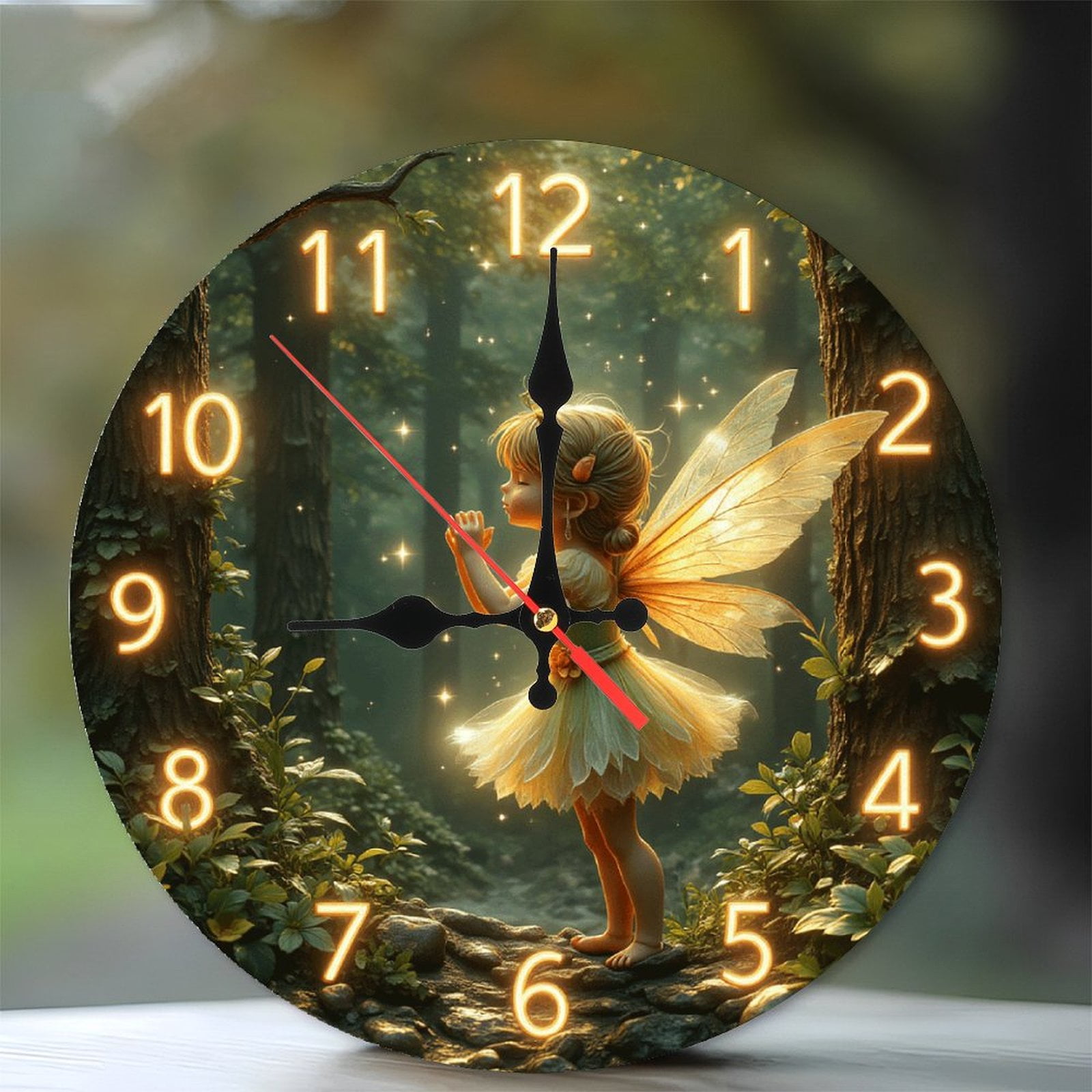 Fairy Theme Wall Clock with Magical Forest Elements 10-Inch Silent ...