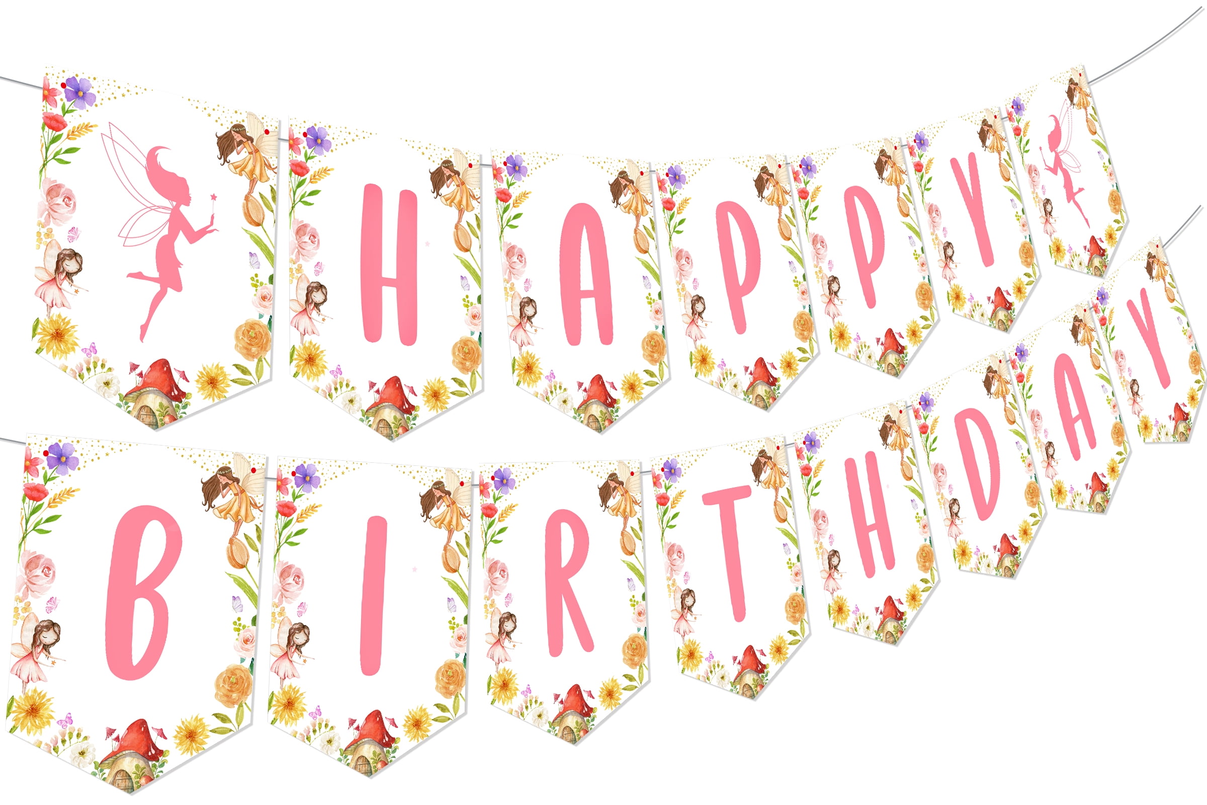 Fairy Themed Birthday Banner, Fairy Birthday Party Decoration Flower ...