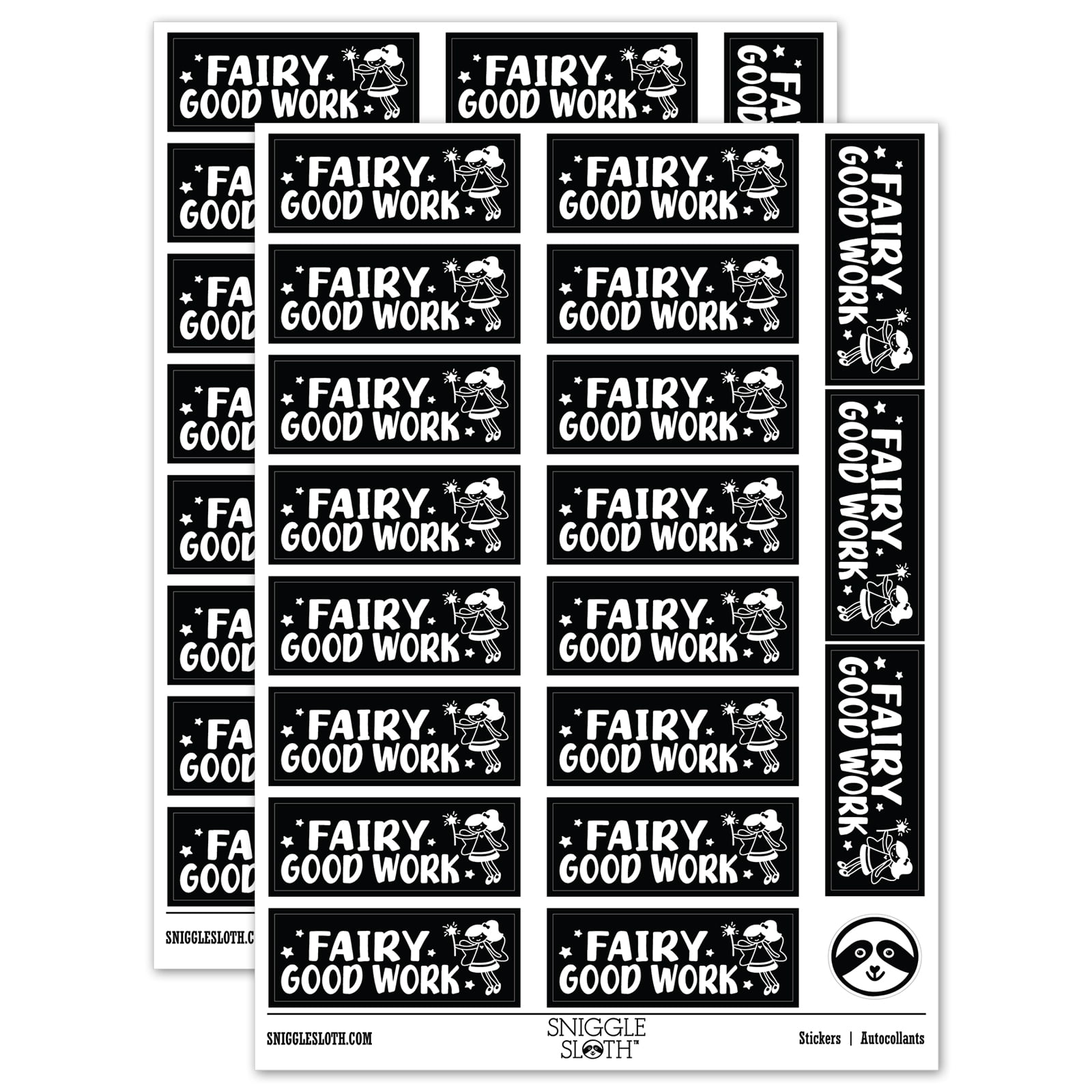 Fairy Very Good Work Teacher Student School Sticker Set - Black - Matte ...