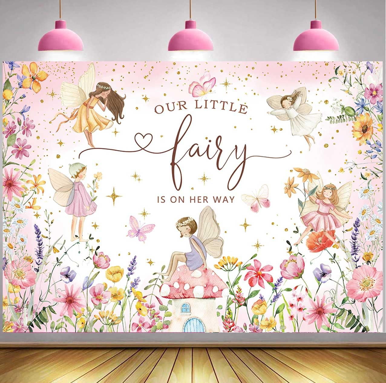 Fairy Wildflower Baby Shower Backdrop A Little Fairy is On The Way ...