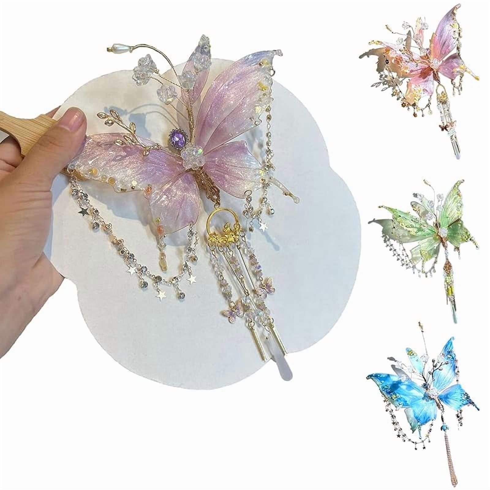 Fairy Wing Hair Clip, Butterfly Tears Tassel Hair Clip, 3D Moving Wings ...