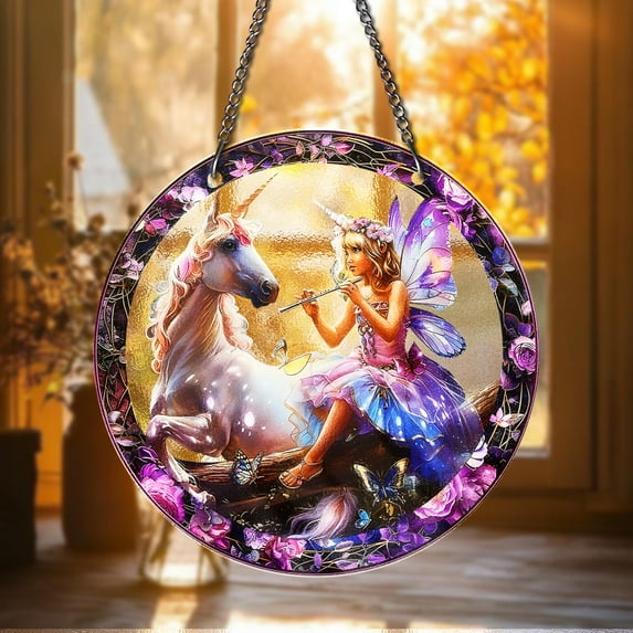 Fairy and Unicorn ACRYLIC Window hanging Decor Fantasy Window Hanging ...