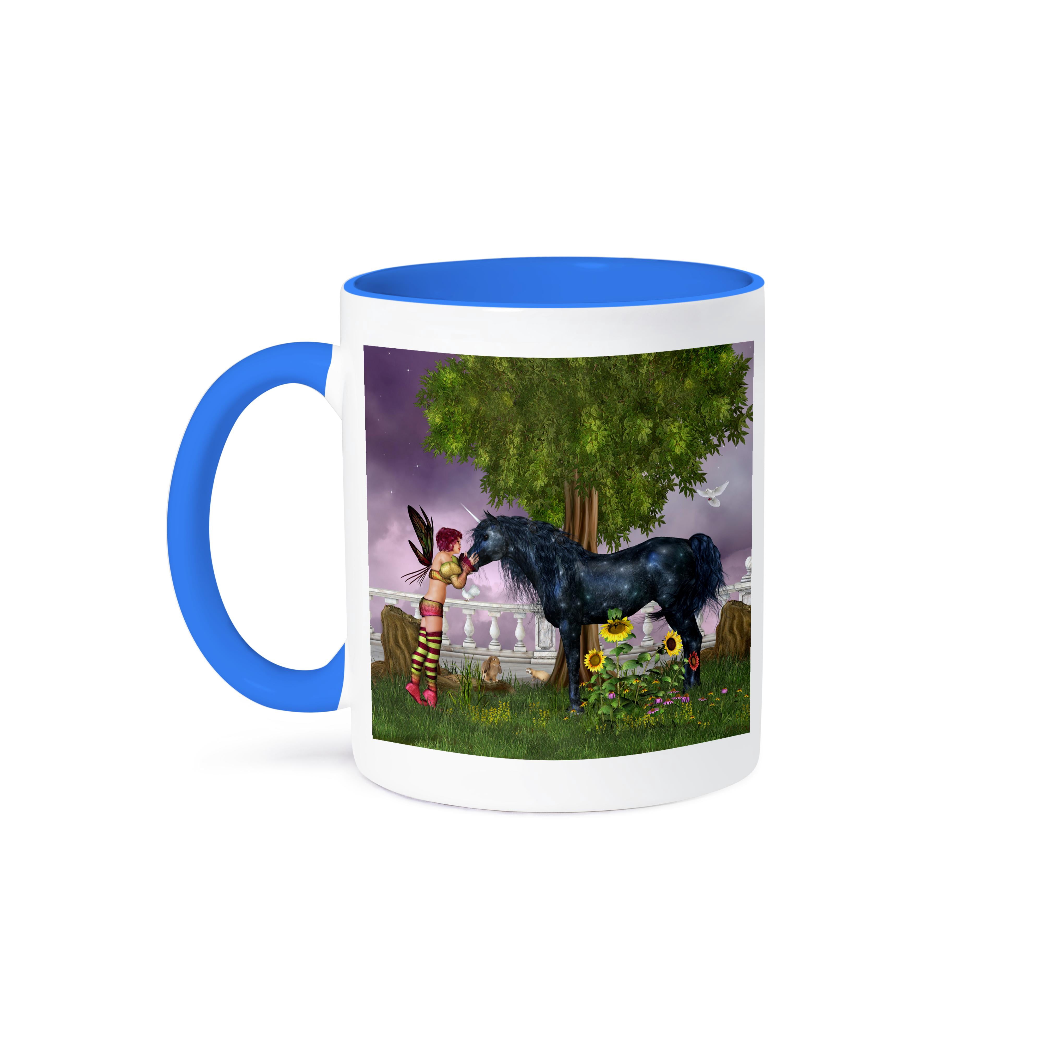 3dRose, Fairy found last black unicorn with many forest animals, 15oz ...