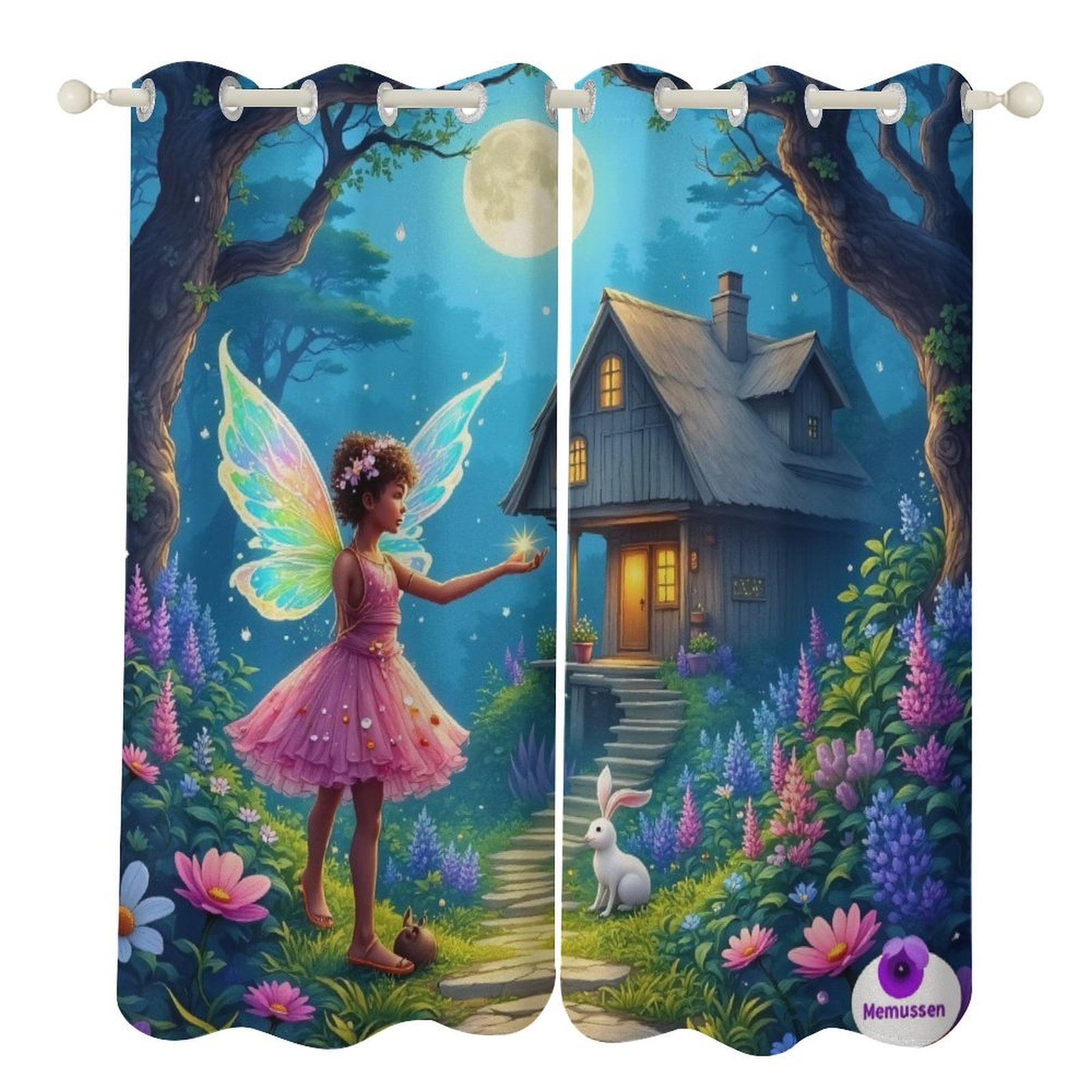 Fairy in Moonlit Garden Blackout Window Curtains for Bedroom Living ...