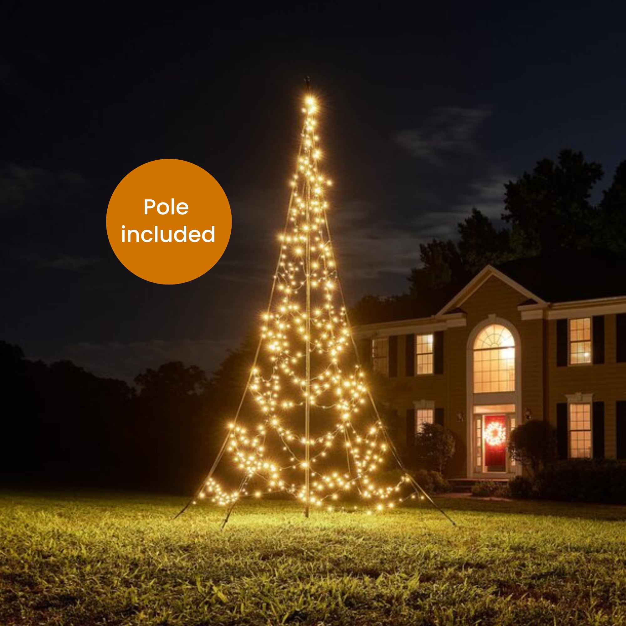Fairybell Outdoor LED Christmas Tree, 13FT, Warm White, 480 LEDs, Pole ...
