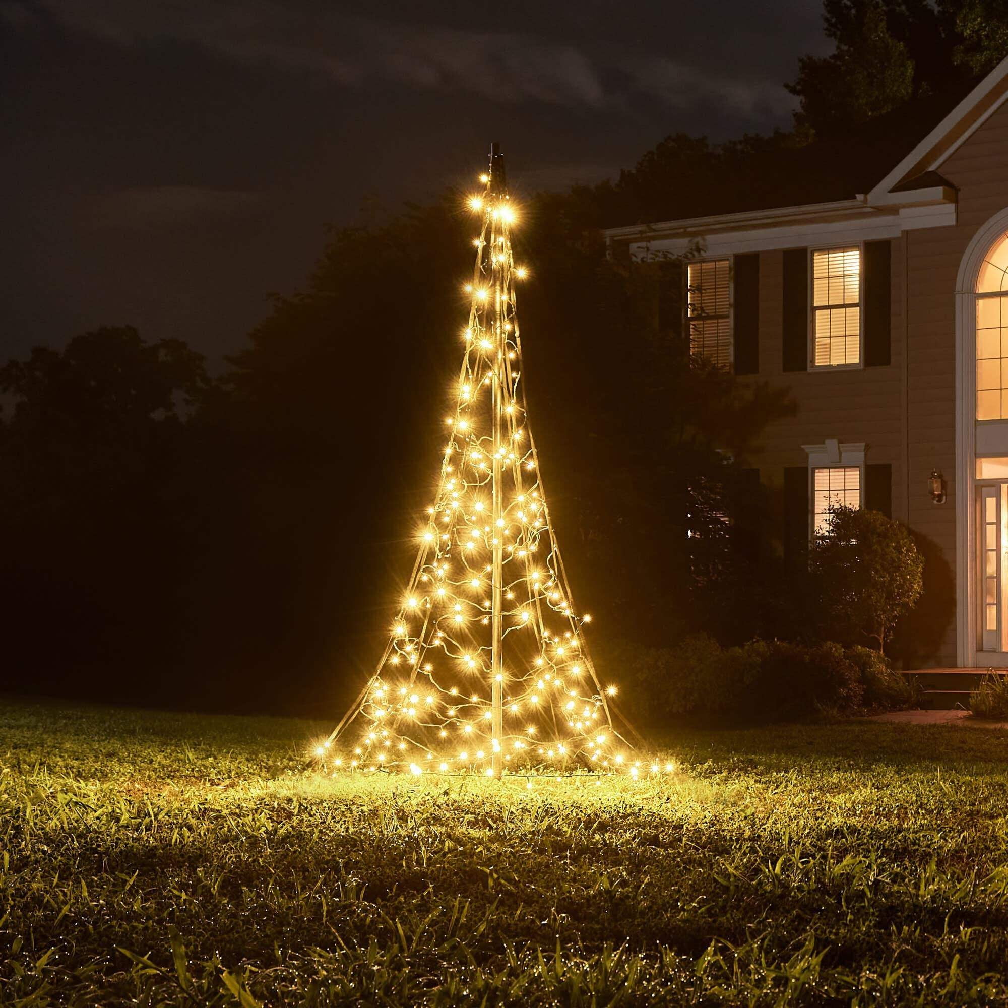 Fairybell 7FT Outdoor LED Christmas Tree Decoration, 240 Warm White ...