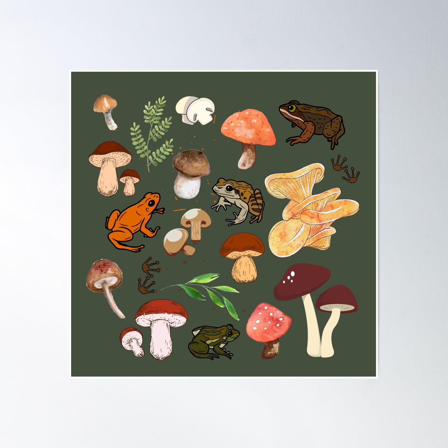 Fairycore & Cottagecore Frogs, Mushrooms, & Nature Collage Poster Wall ...