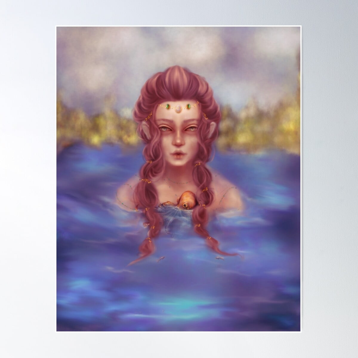 Fairycore Pastel Siren With Octopus Pet In Odyssey Fan Art Poster Wall ...