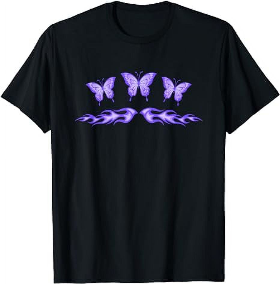Fairycore Purple Butterfly Tattoo Flames y2k Egirl Aesthetic T-Shirt ...