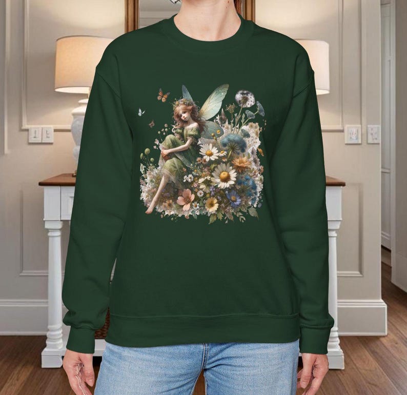 Fairycore Sweatshirt, Wildflowers , Cottagecore gift, Gift for Fairy l , Cozy Garden Apparel ...