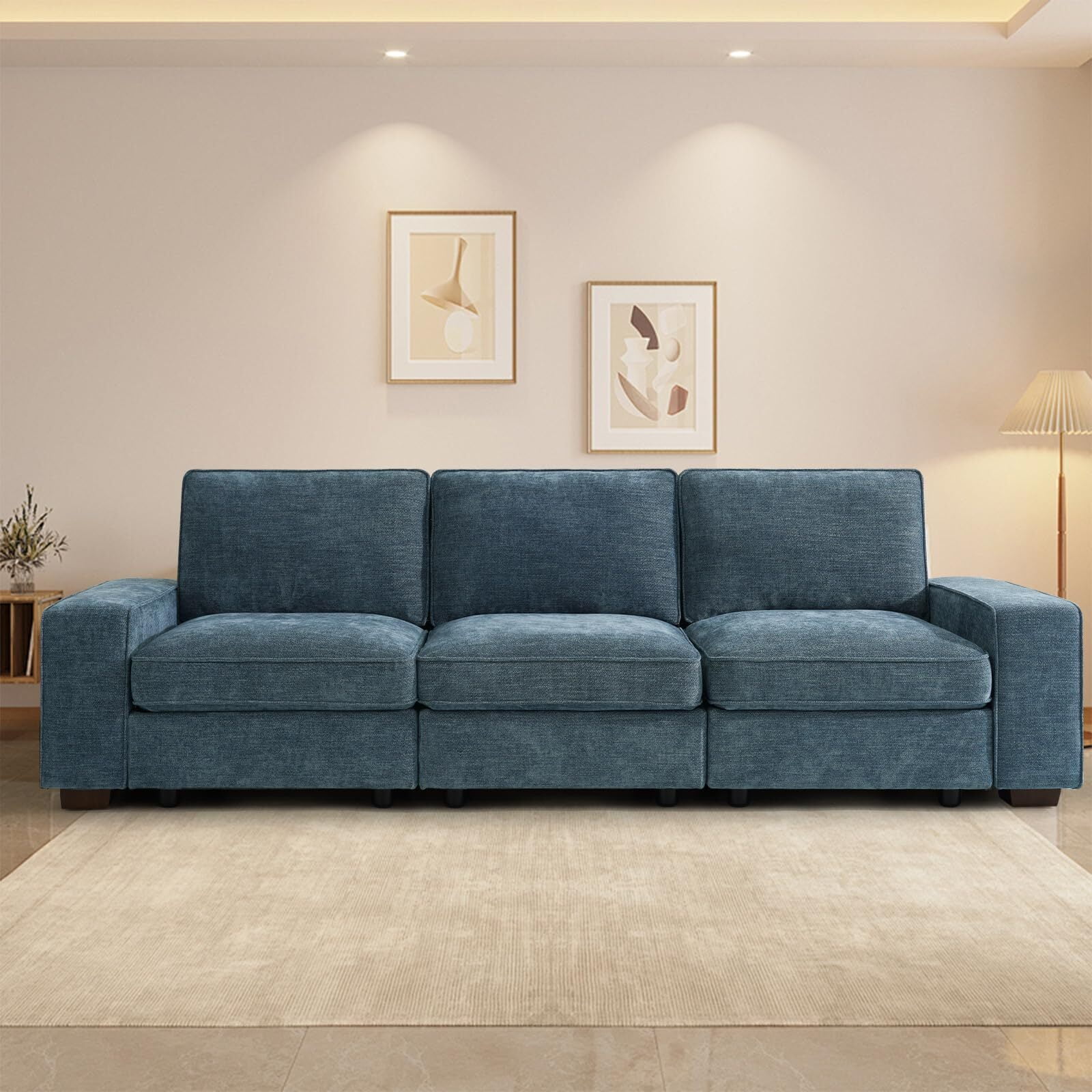 Fairyland 100" Modern Sofa Couch, Chenille Sofas with Seat Storage ...