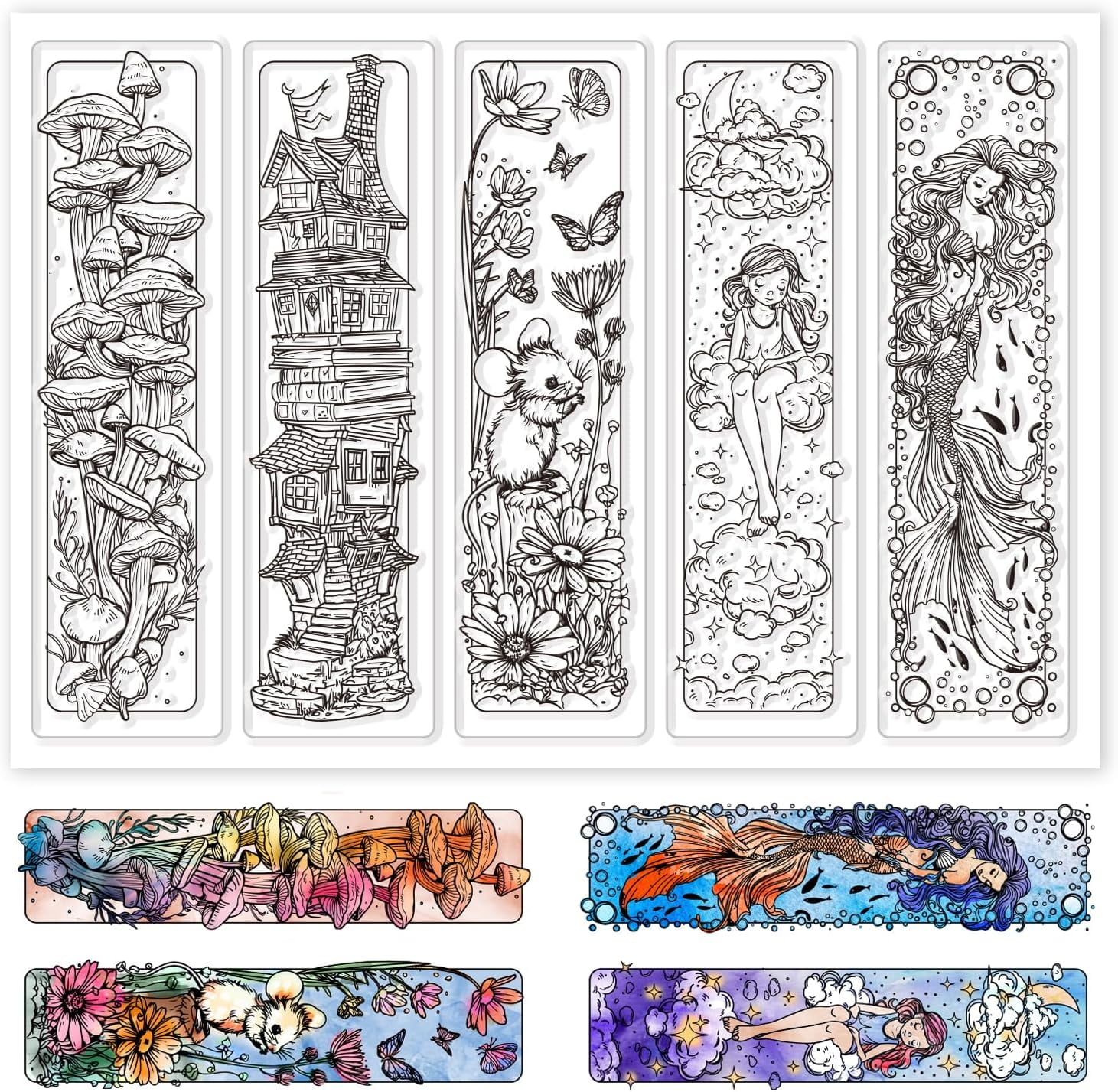 Fairytale Bookmarks Clear Stamps Mermaid Bookmarks Labels Clear ...
