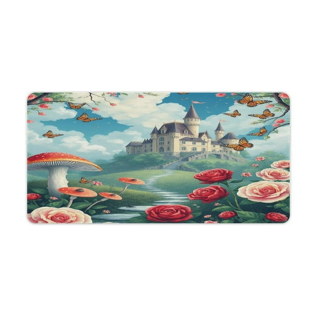 Fairytale Castle Garden Computer Mouse Pad Gaming Accessories Large Pad ...