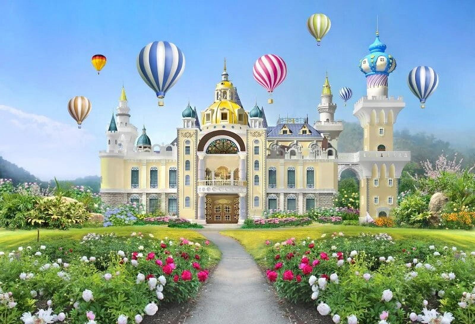 Fairytale Castle Hot Air Balloon Sky Clouds Flowers Baby Portrait Room ...