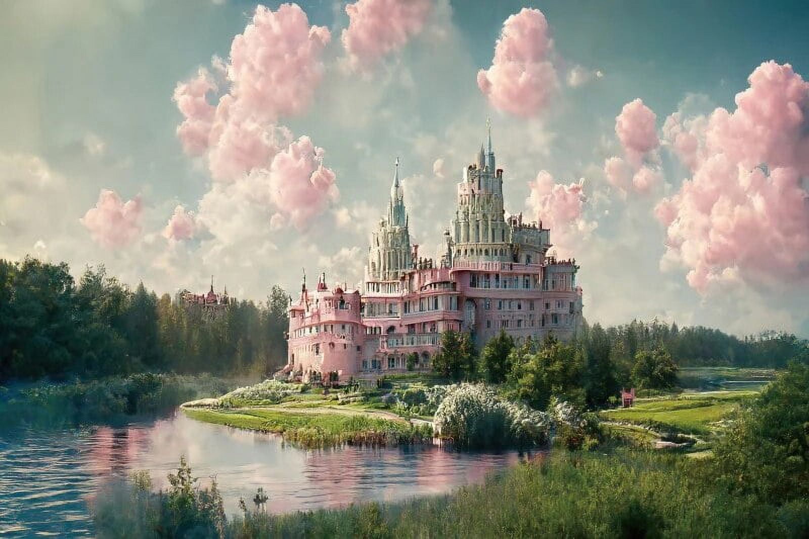 Fairytale Castle Hot Air Balloon Sky Clouds Flowers Baby Portrait Room ...