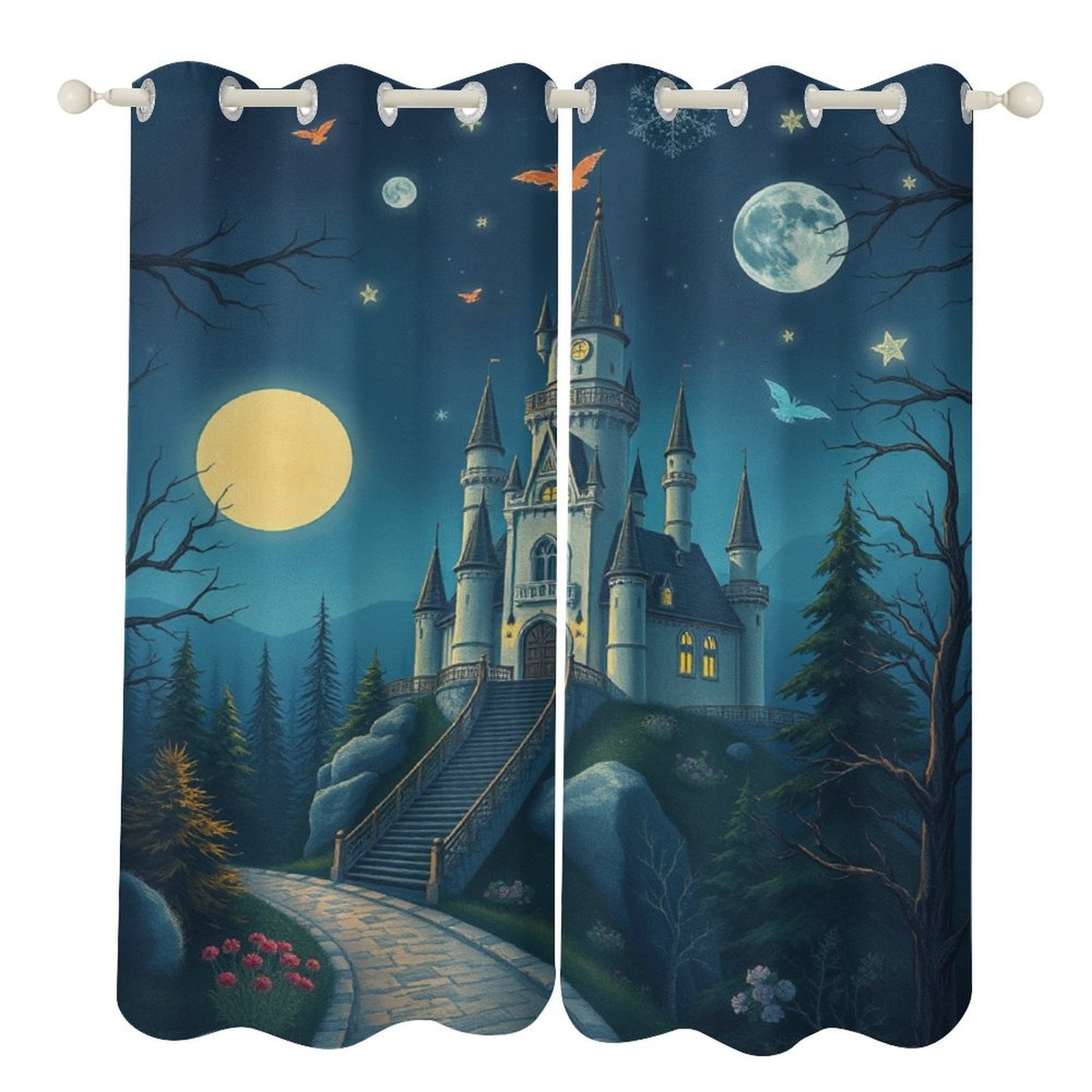 Fairytale Castle Night Curtains Outdoor Decor Curtain Panels With ...