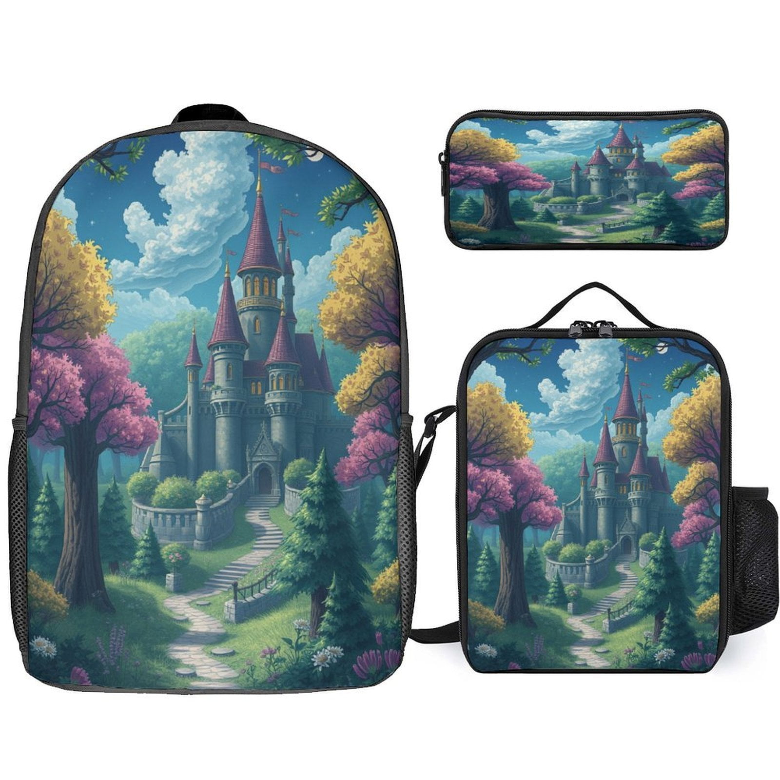 Fairytale Castle Path 3pcs/Set Bags Laptop Daypack Backpack Lunch Bag ...