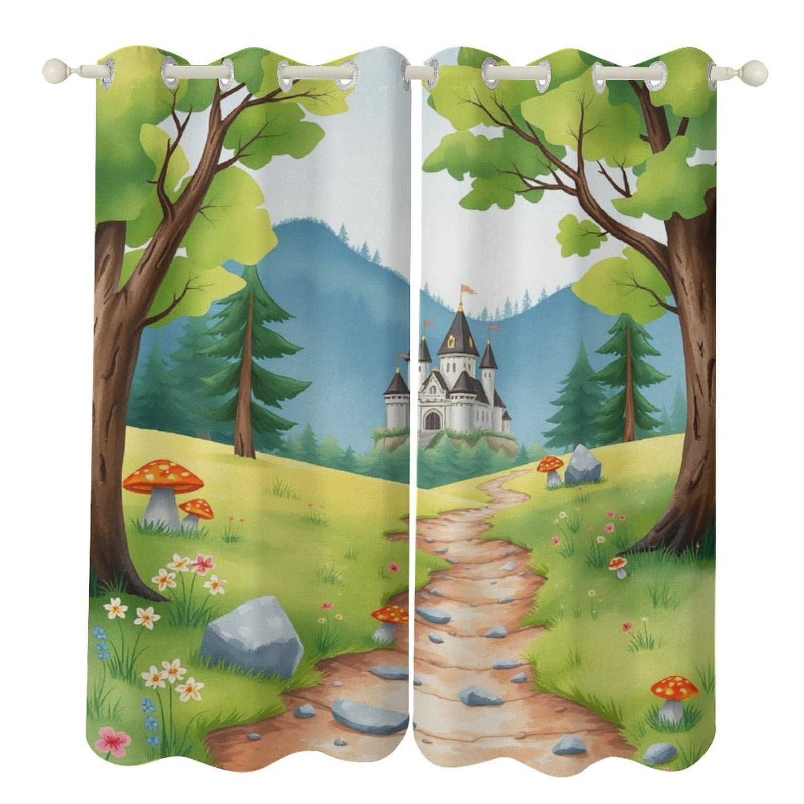 Fairytale Castle Path Window Curtains Drapes Bedroom Living Room ...