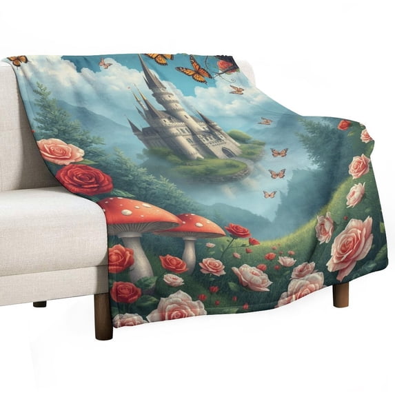 Fairytale Castle Roses Throw Blanket for Sofa Luxury Home Interior ...