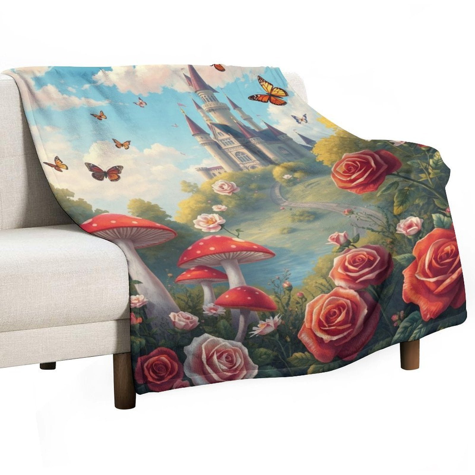 Fairytale Castle Scene Throw Blanket for Sofa Luxury Home Interior ...