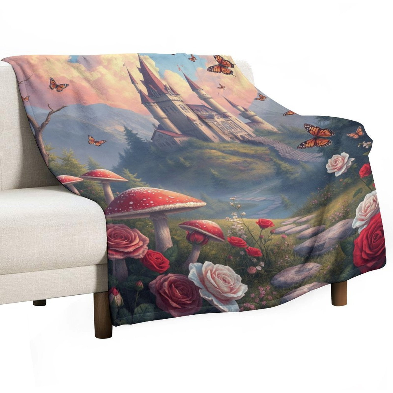 Fairytale Castle Scene Throw Blanket for Sofa Luxury Home Interior ...