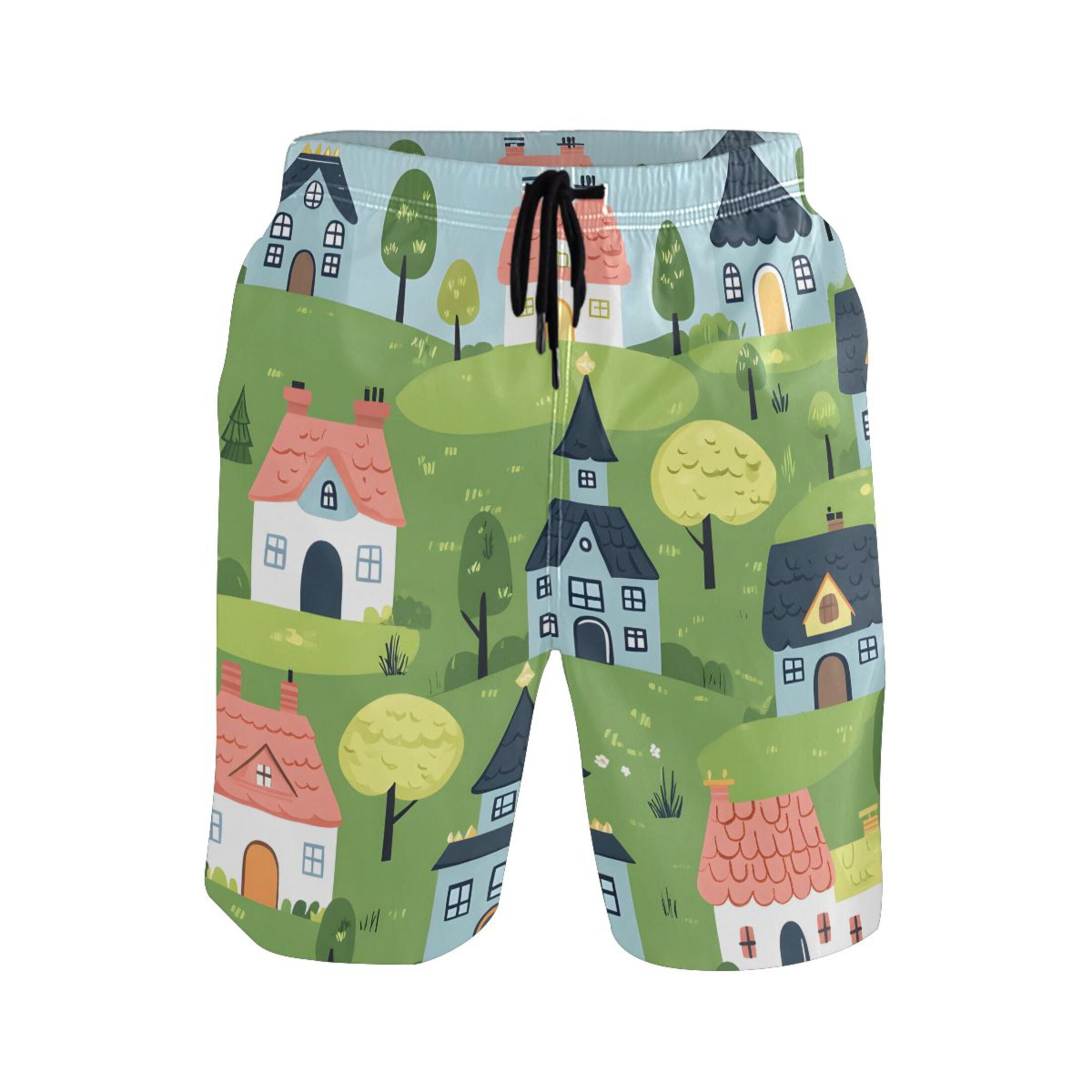 Fairytale House Scene Mens Swim Trunks Quick Dry Board Shorts ...