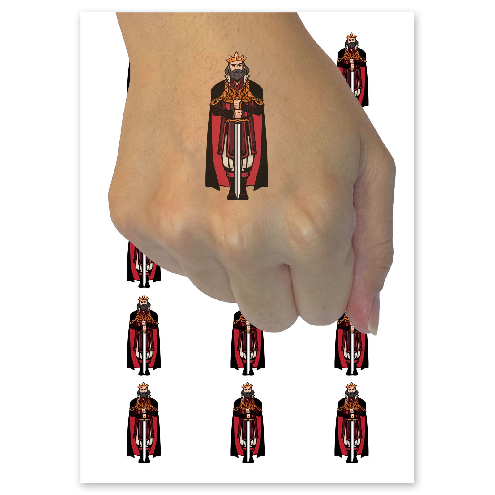 Fairytale King Monarch Nobility Medieval Fantasy Temporary Tattoo Water ...