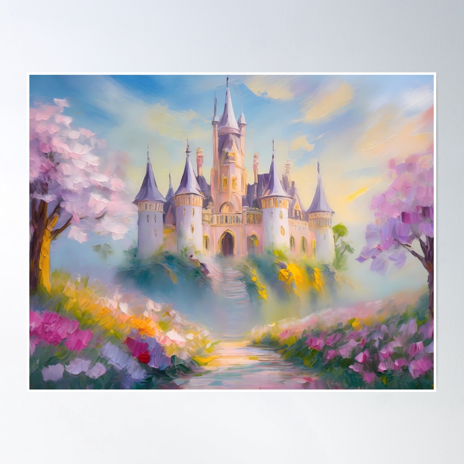 Fairytale Princess Castle Fantasy Landscape Poster Wall Art, Modern ...