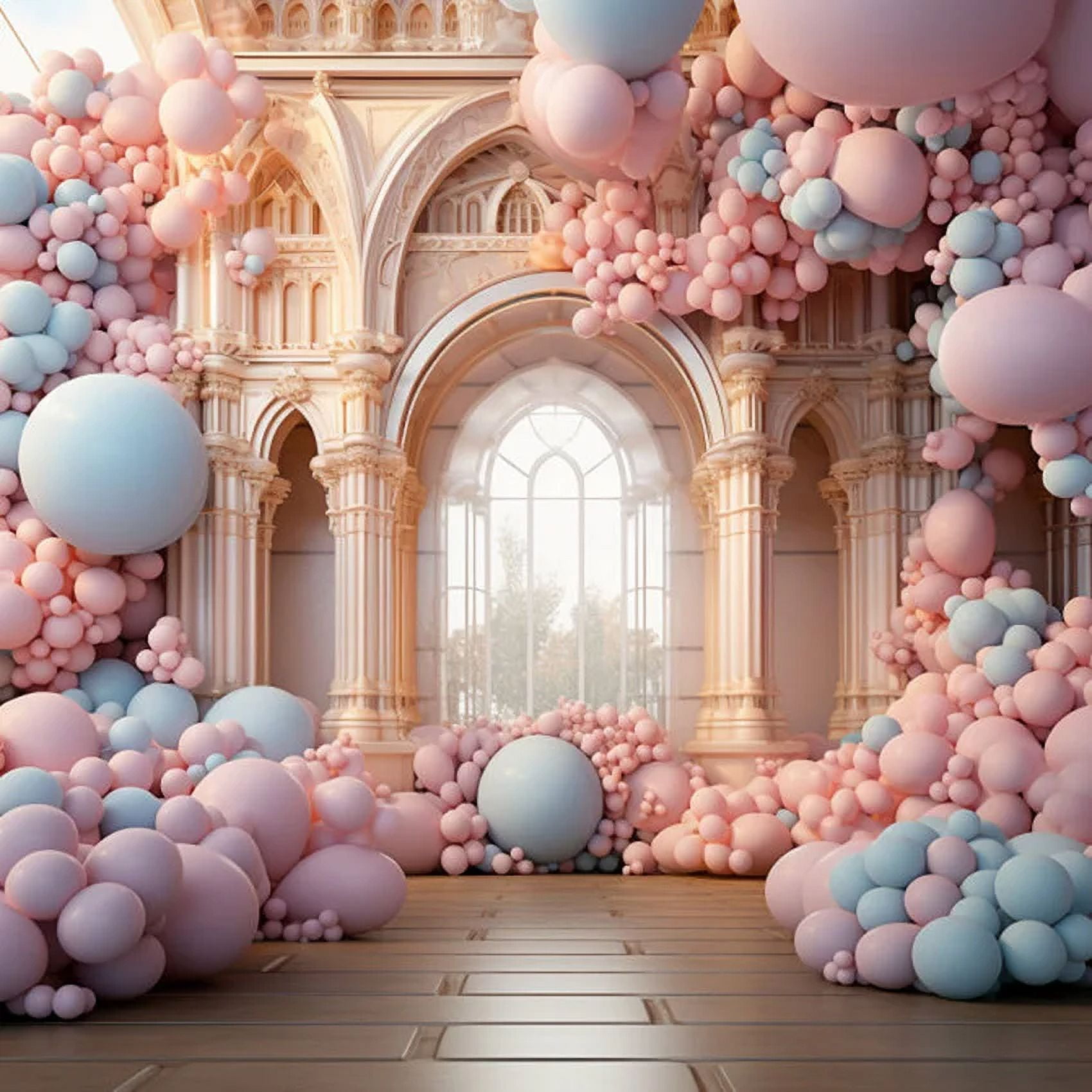 Fairytales Castle Balloons Children Birthday Party Portrait r Backdrop ...