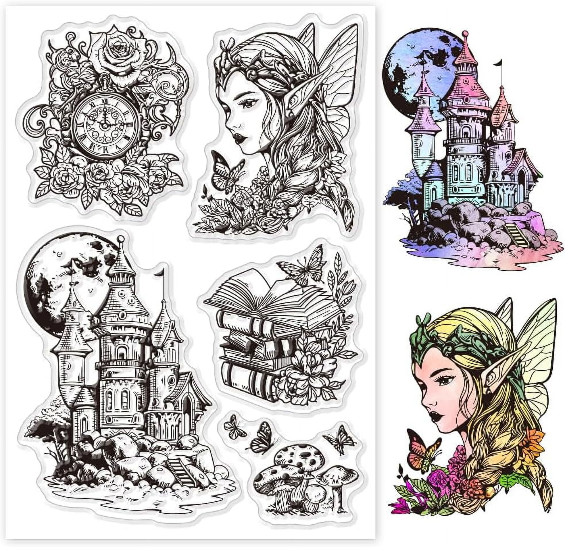 Fairytales Clear Stamps for Cards Making Elf Castle Books Silicone ...