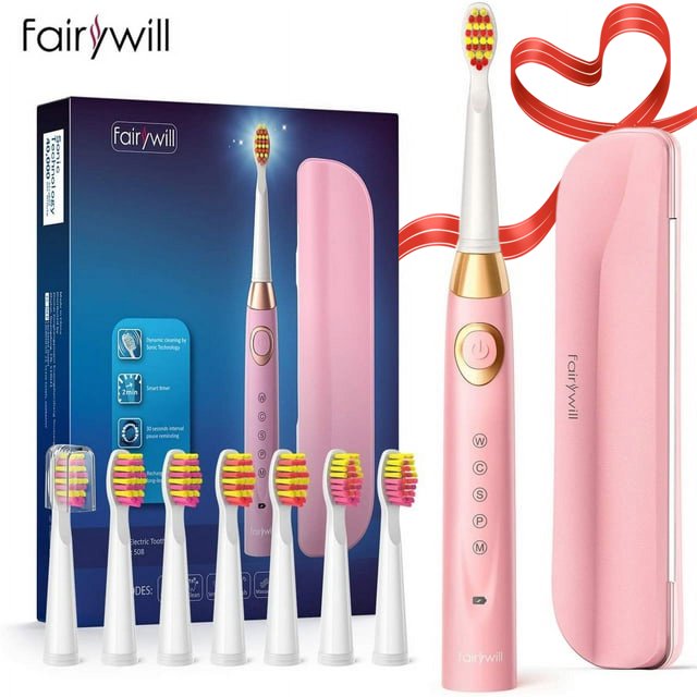 Fairywill Electric Toothbrush, USB Rechargeable, Waterproof, 8 Heads ...