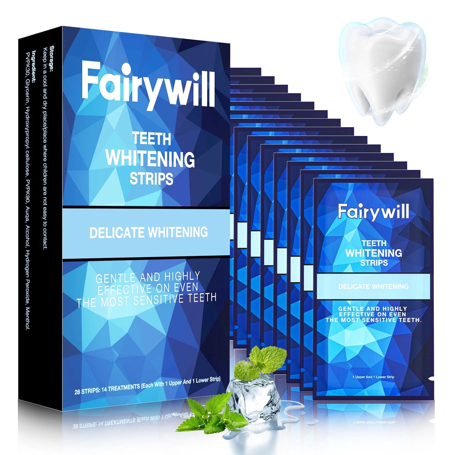 Fairywill Portable Teeth Whitening Kit, 28 Strips for Sensitive Teeth ...