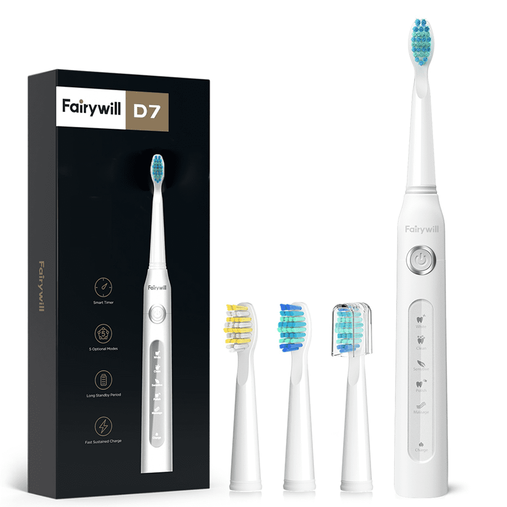 Fairywill Sonic Electric Toothbrush,Power Toothbrushes with 4 ...