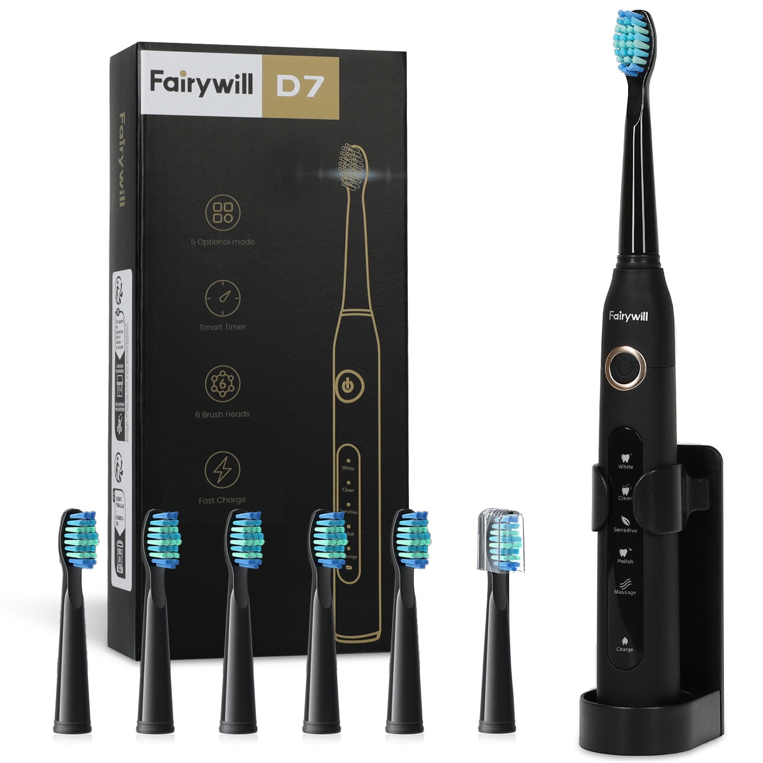Fairywill Sonic Electric Toothbrush, Rechargeable Toothbrushes Power ...