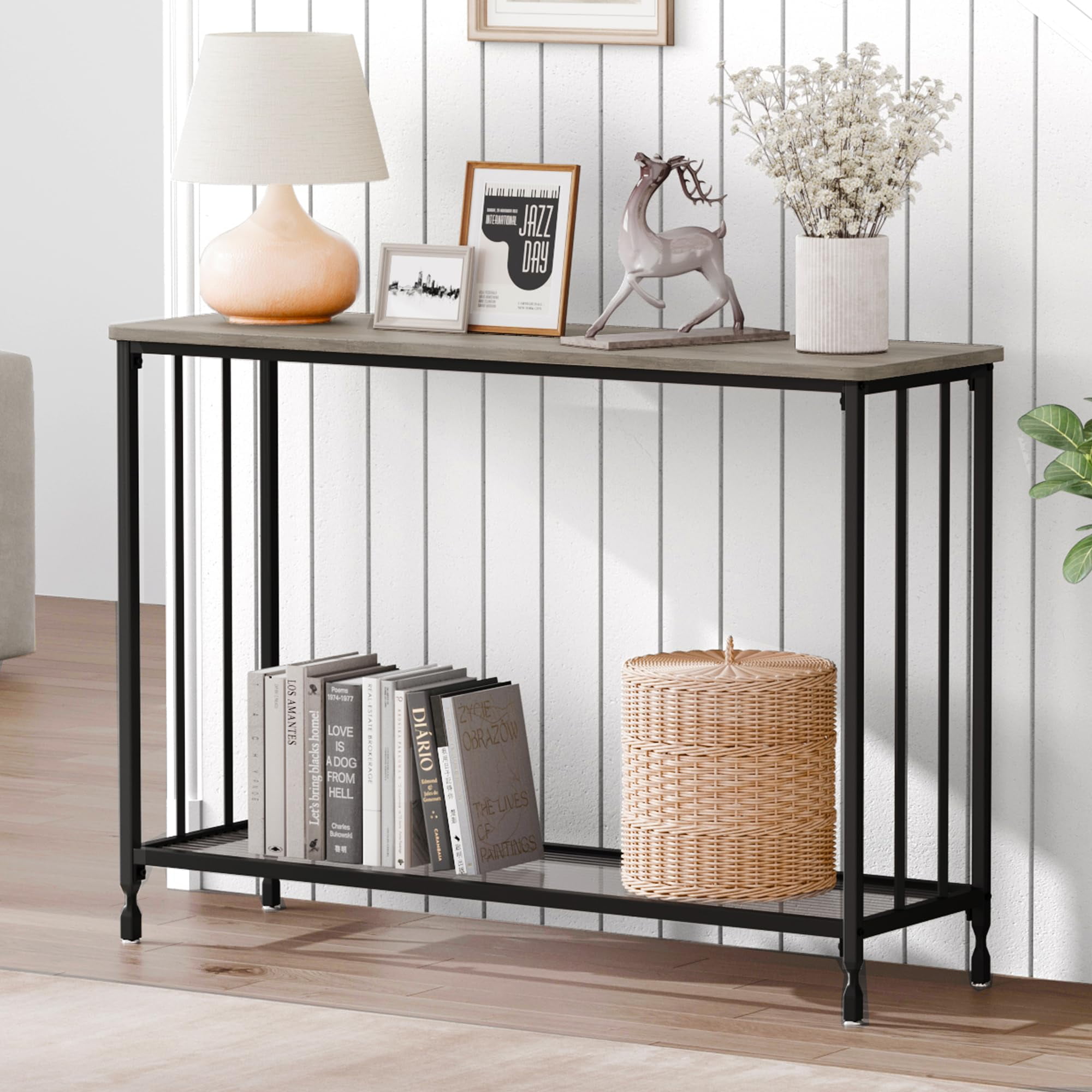 Faitaliicy Console Table Narrow Entryway Table Thin Sofa Table Metal ...