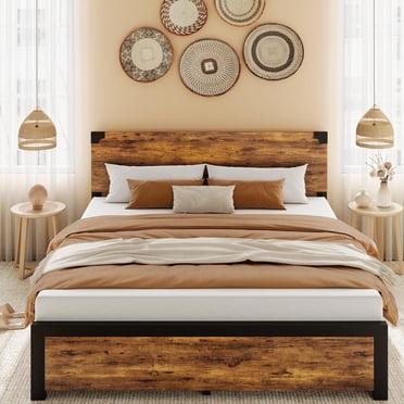 Sesslife Full Size Bed Frame, Modern Upholstered Platform Bed Frame ...
