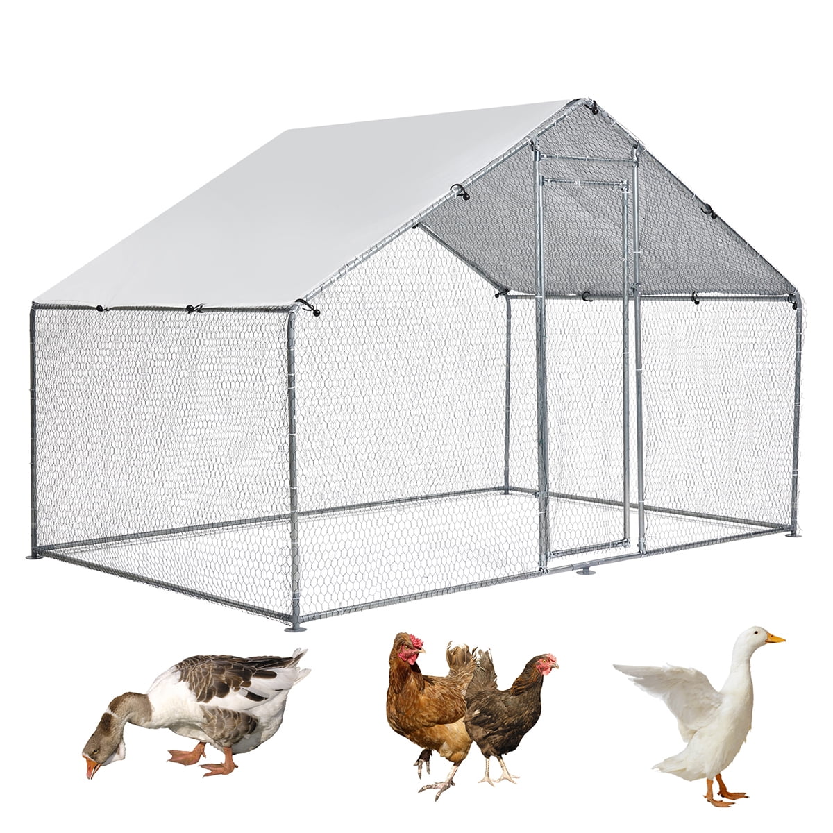 Faitaliicy Large Metal Chicken Coop Outdoor Walk-in Hen House With ...
