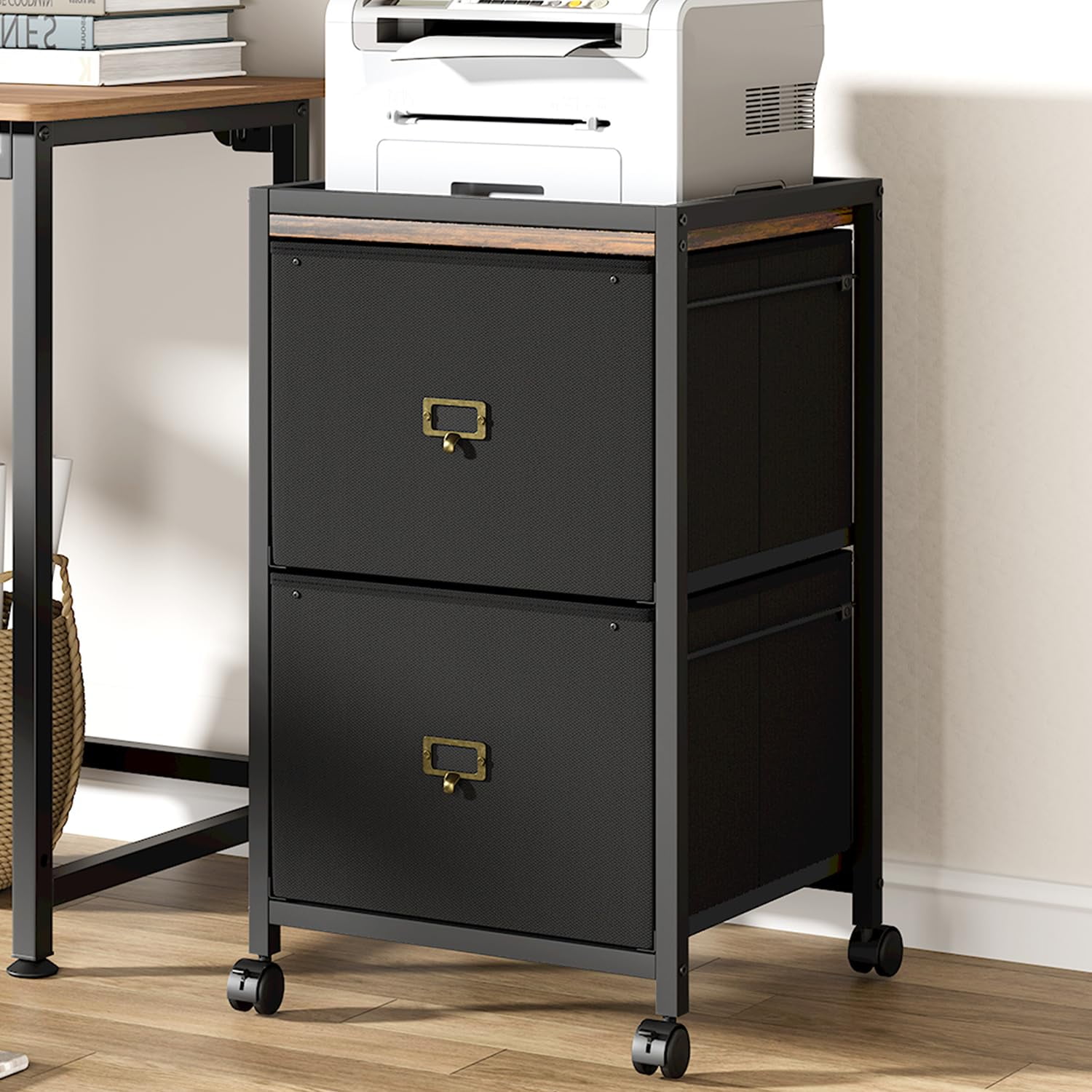 Faitaliicy Mobile File Cabinet Wood Rolling Printer Stand With Drawers ...