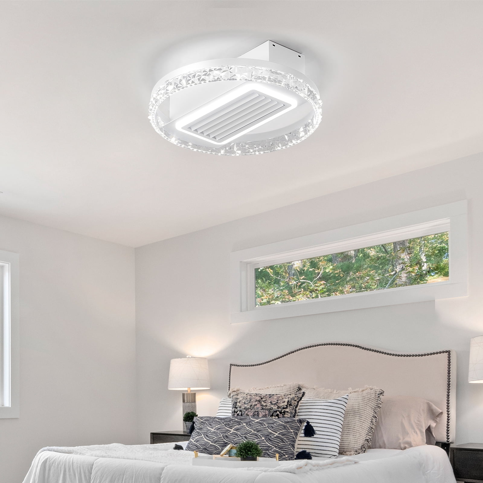 Faitaliicy Modern Ceiling Fan With Light Flush Mount Vaneless Fan Low ...