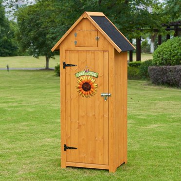 Outdoor Storage Cabinet, Wooden Garden Tool Storage Shed with Shelves ...