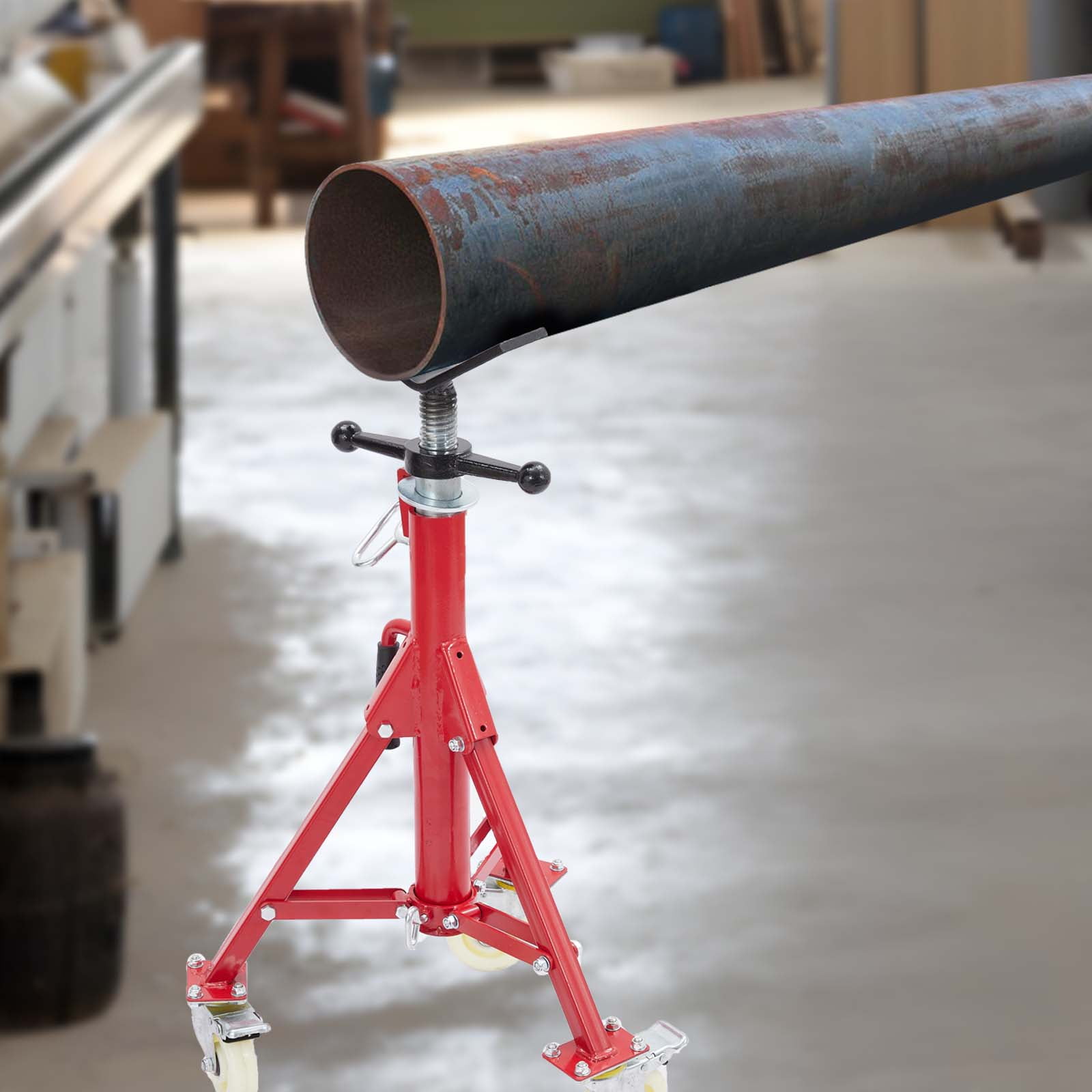 Faitaliicy Pipe Jack Stand With Casters V-Head Folding Jack Stand Heavy ...