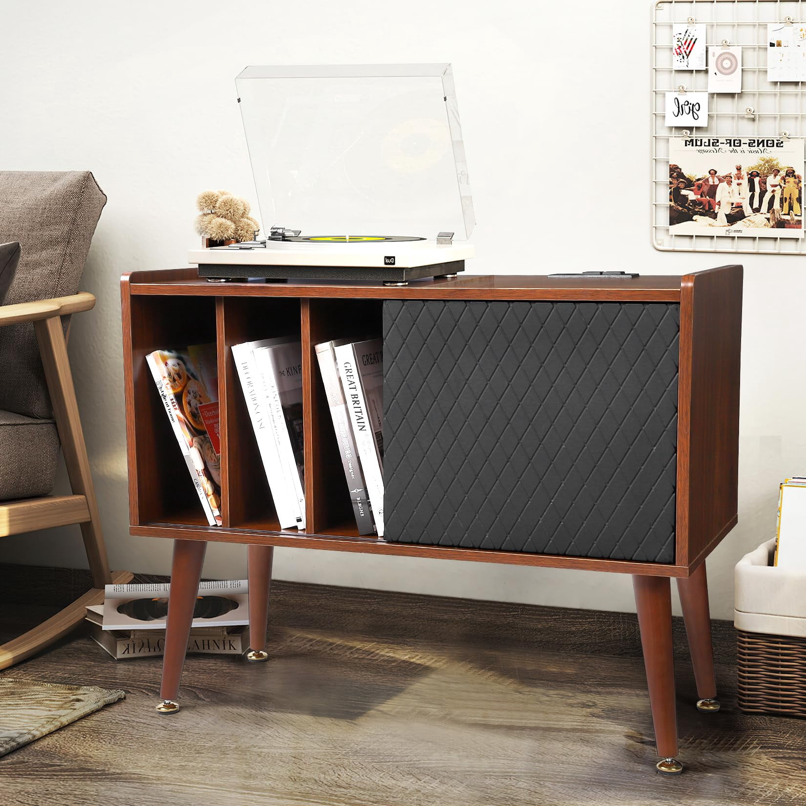Faitaliicy Record Player Stand With Charging Station And USB Ports ...