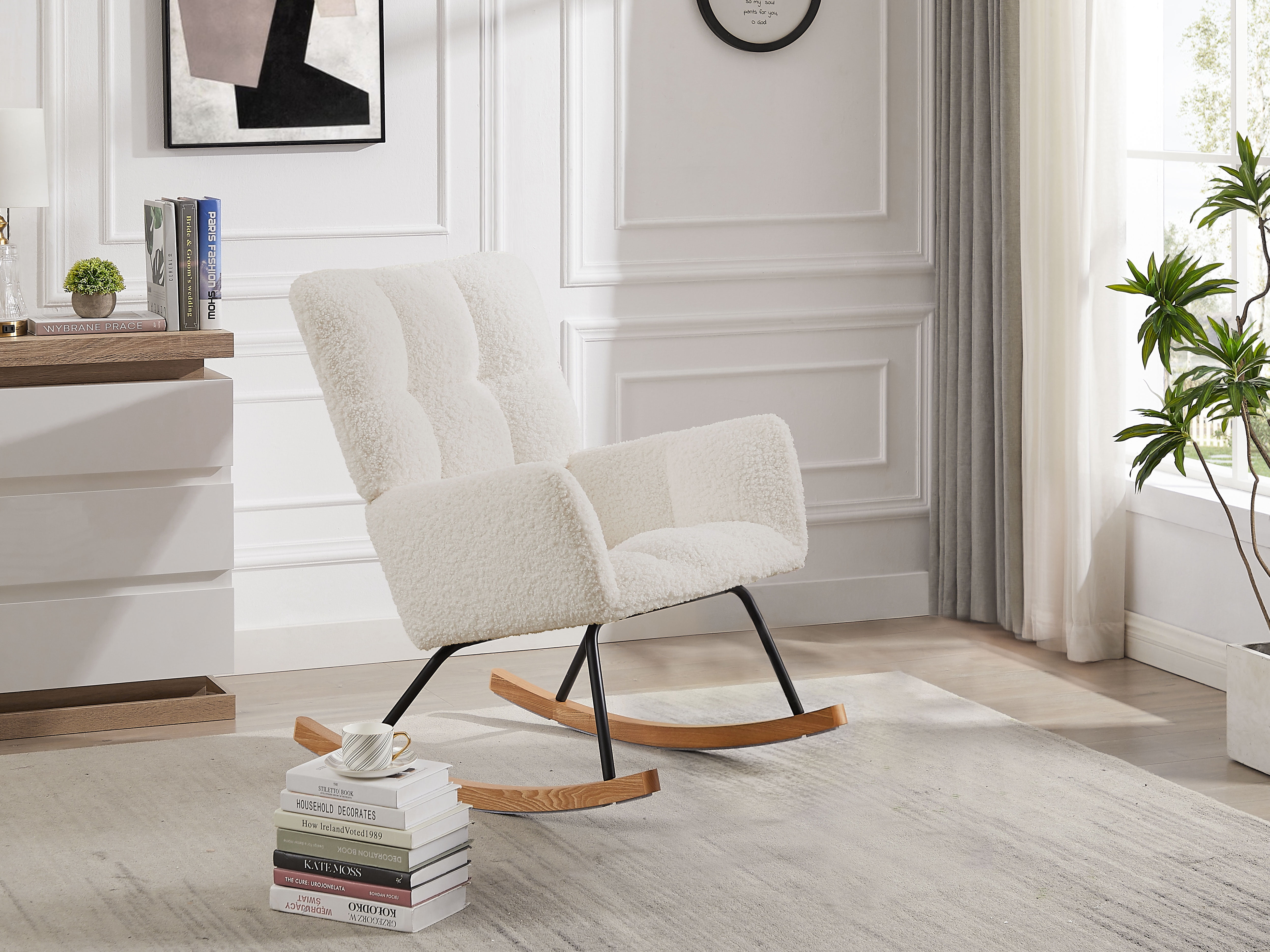 Faitaliicy Rocking Chair Nursery, Teddy Glider Rocker with High ...