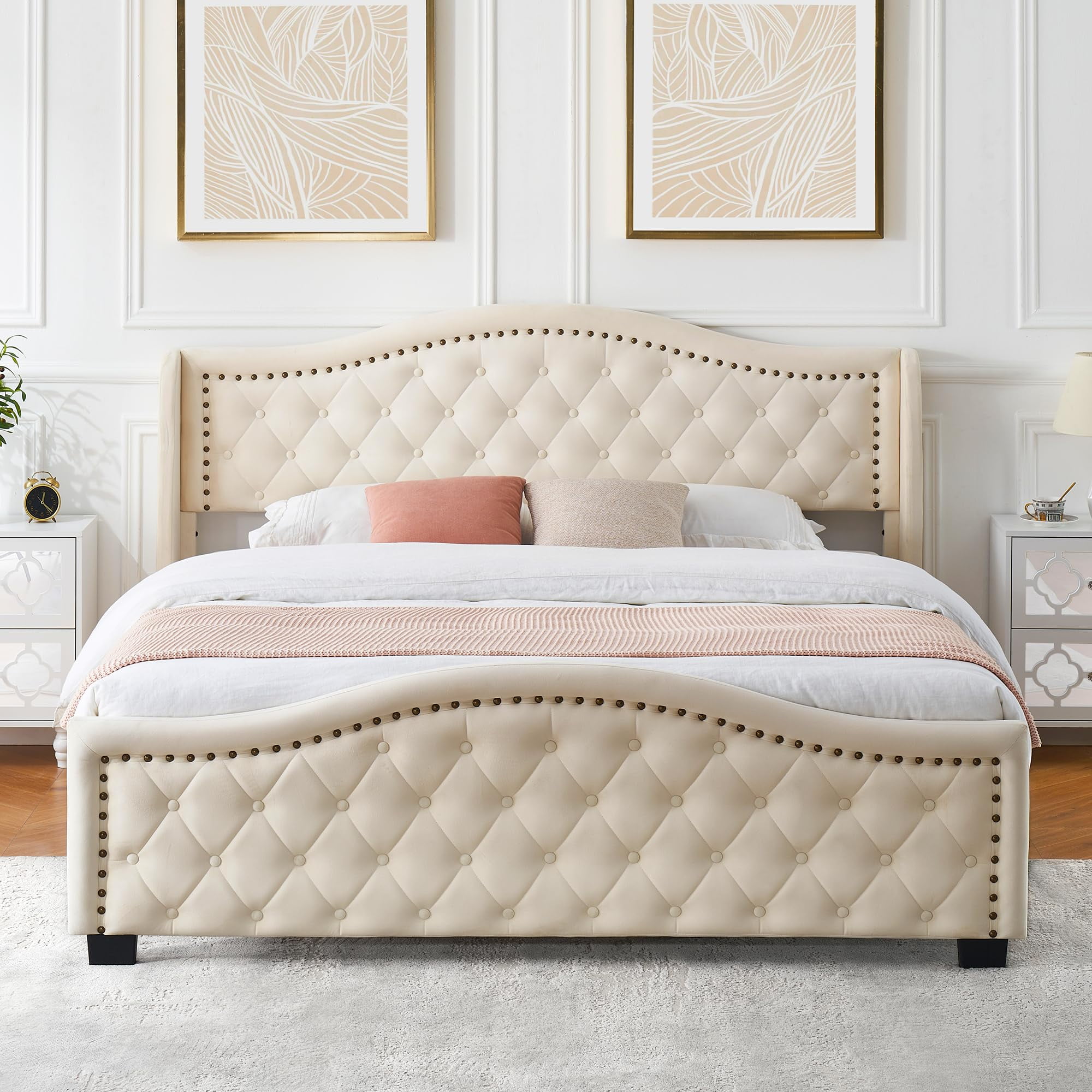 Faitaliicy Upholstered Platform Bed Frame With Tall Headboard Queen ...