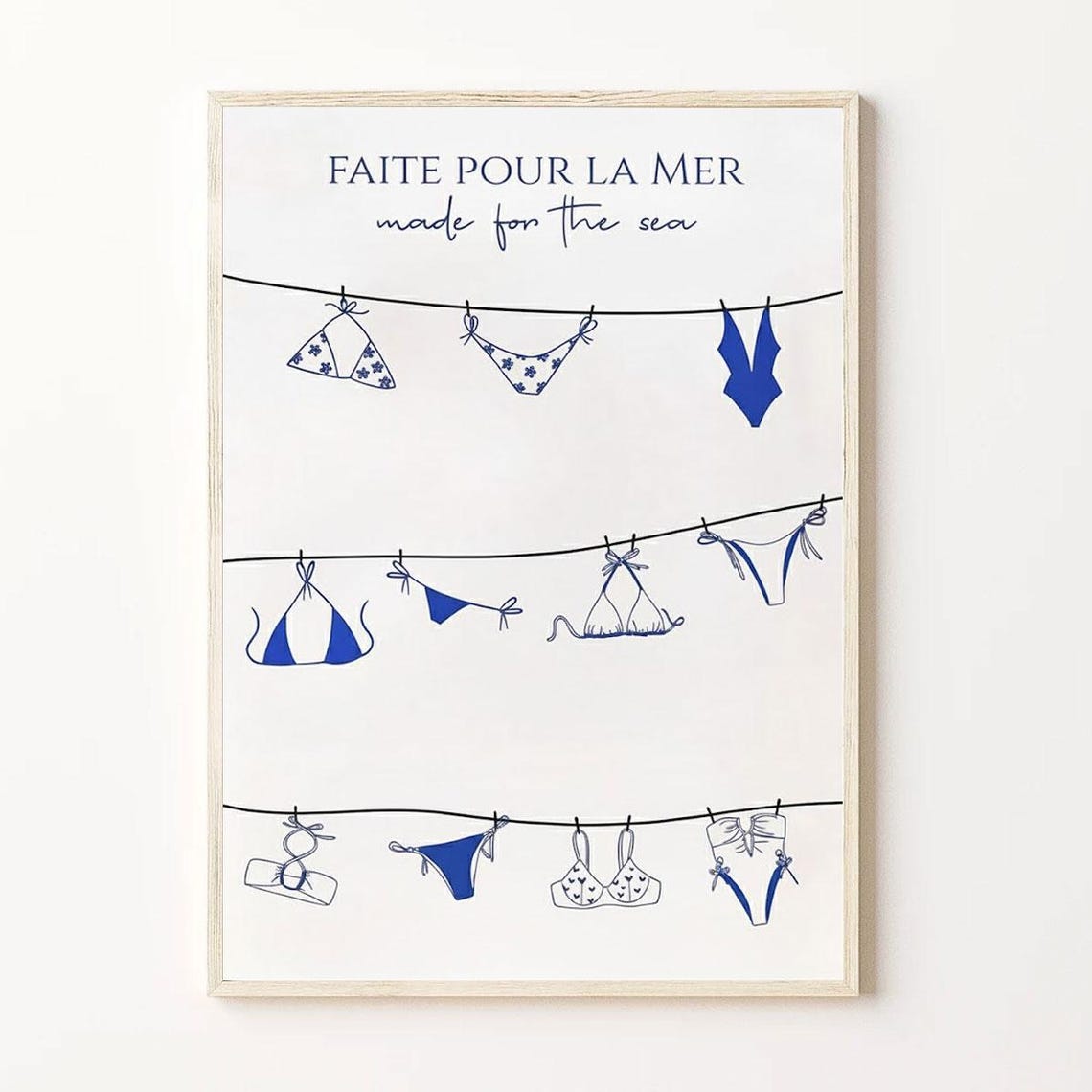Faite Pour La Mer Poster, Minimal French Coastal Art Print Poster, Made ...